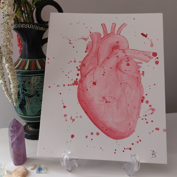 Art | Bleeding Heart Watercolor Painting Handmade By Seller | Poshmark